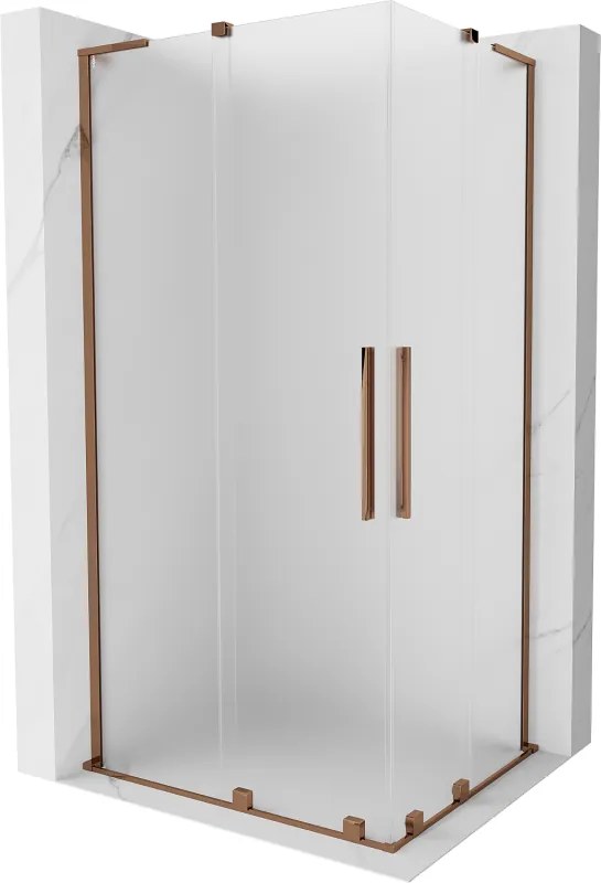 Mexen Velar L Duo, sprchový kout s posuvnými dveřmi 100 x 90 cm, 8mm sklo námraza, růžové zlato, 871-100-090-02-33-60