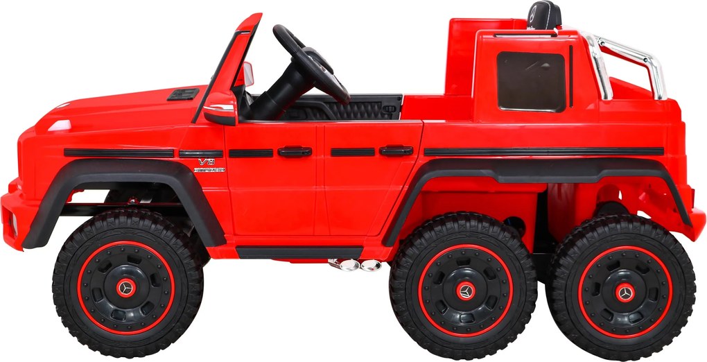 Ramiz Mercedes G63 AMG elektrické autíčko pro děti červené + dálkové ovládání + 6 EVA kol + pomalý start + MP3 + LED