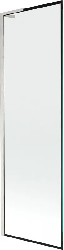 Mexen Next L, 1-křídlová vanová zástěna 60 x 150 cm, 6mm čiré sklo-černý vzor, 6mm čiré sklo, profil broušená ocel, 895-060-000-03-70-97