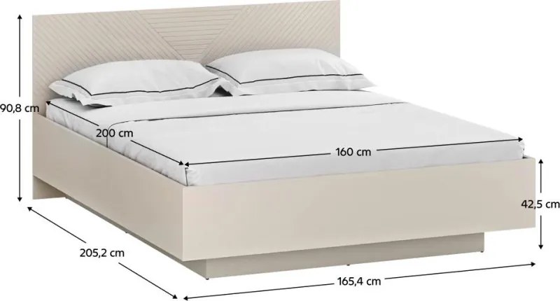 Postel s roštem, 160x200, kašmír/dub castello, EYCO Kondela 0000409925