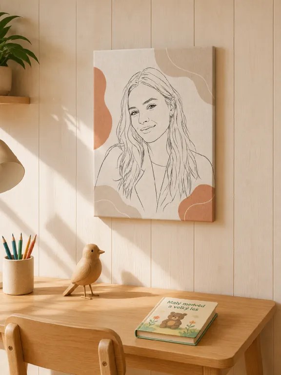 Foto obraz z vlastní fotky na plátno – Minimalistický Line Art styl