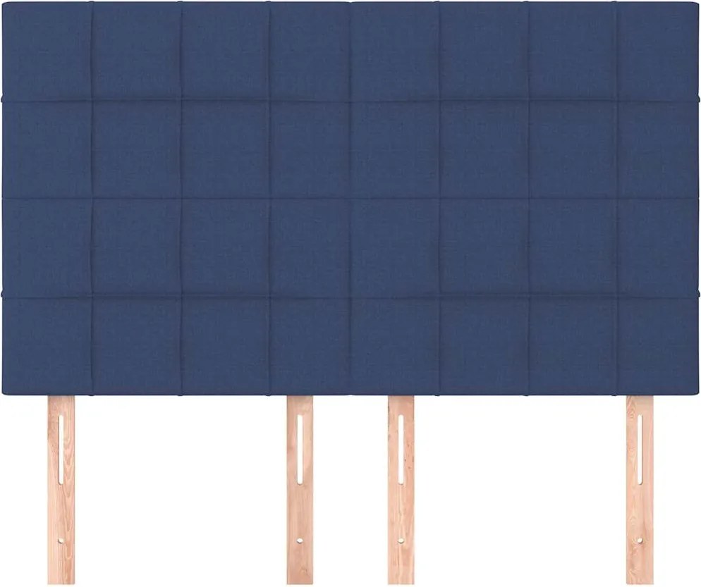 Čelo postele modré 144x5x118/128 cm látkové 3116336