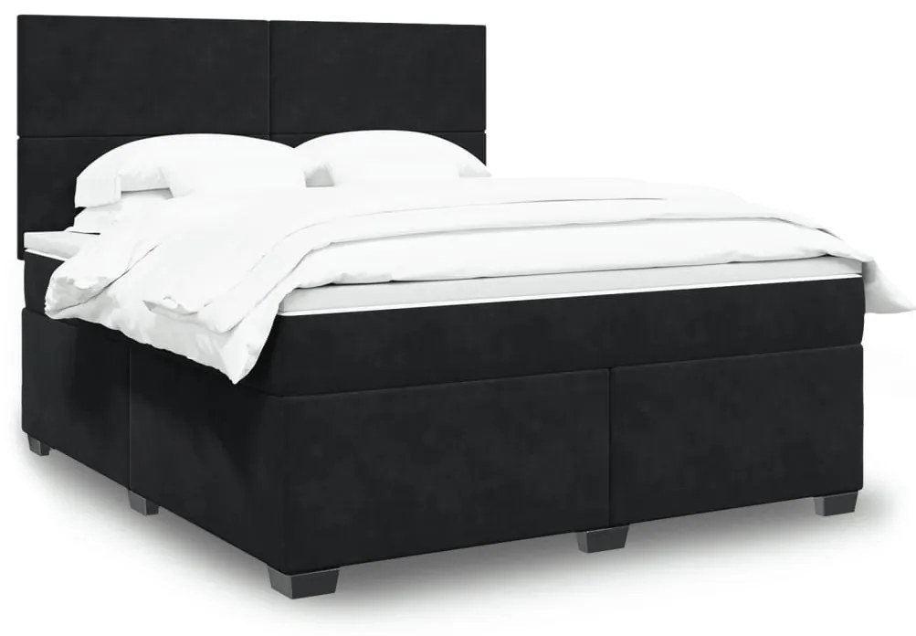 Box spring postel s matrací černá 180x200 cm samet 3290974