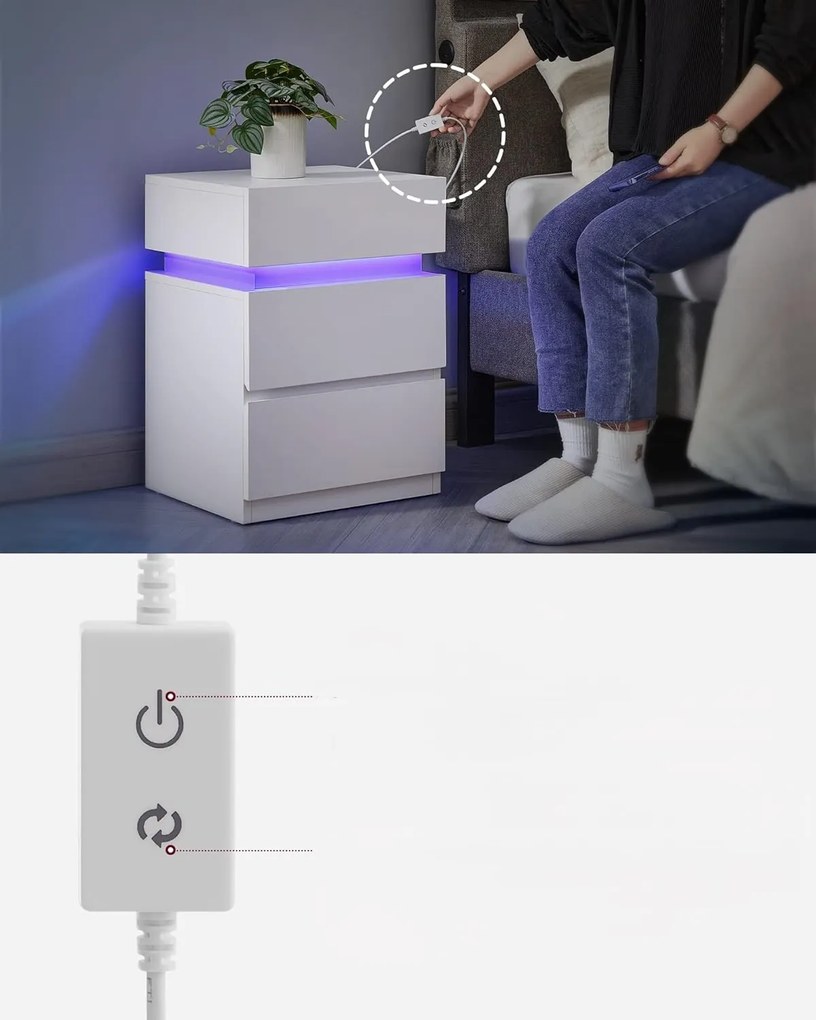 Sada 2 ks nočních stolků Vasagle Defro bílá