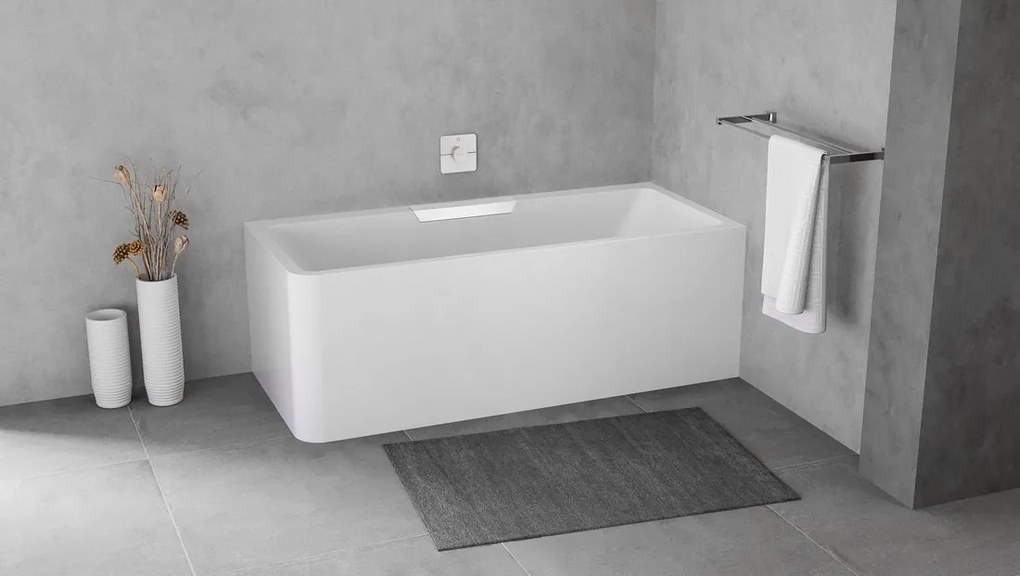 Polysan Cascata R Monolith obdélníková vana 180 x 80 cm pravá kaskáda bílá akrylát bílá 73836MR.101