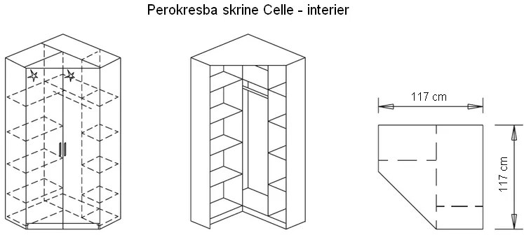 Rohová skříň Celle AN925-3126, bílá
