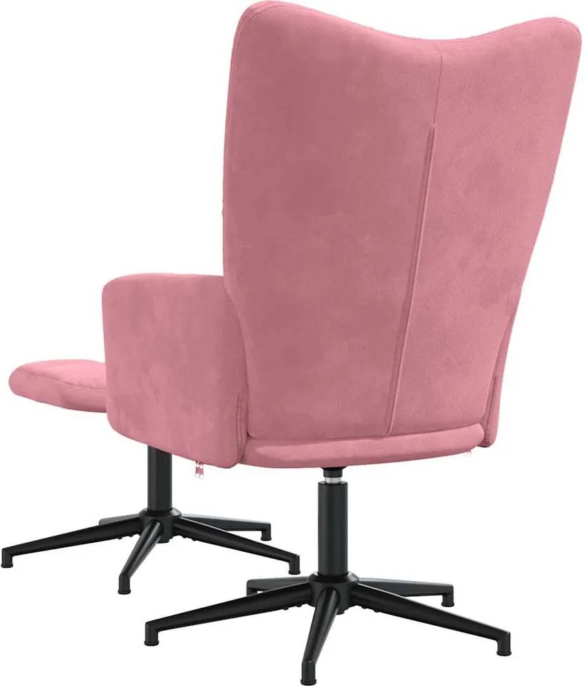 Relaxační křeslo se stoličkou růžové samet 328110