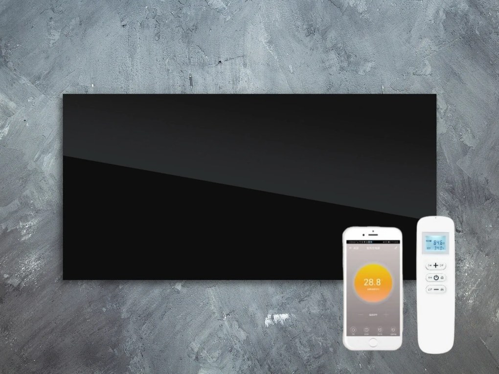 Skleněný Infrapanel GLASS 700W Černý | Výhřevnost 12,5 m2 | 120x60 cm | WiFi termostat