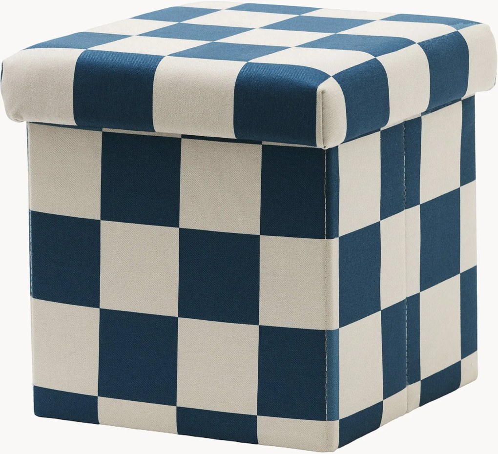 Dětský úložný puf Check Teal