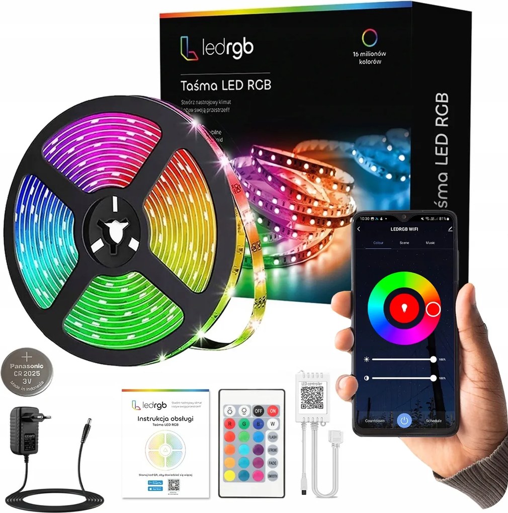 Led pásek 10M Rgb 5050 WiFi Dálkový Ovladač Aplikace Tuya Set Hudba Časovač 12V