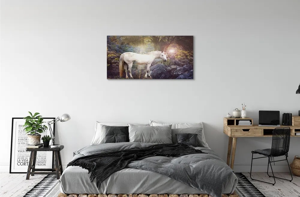 Obrazy na plátně Unicorn v lese 125x50 cm