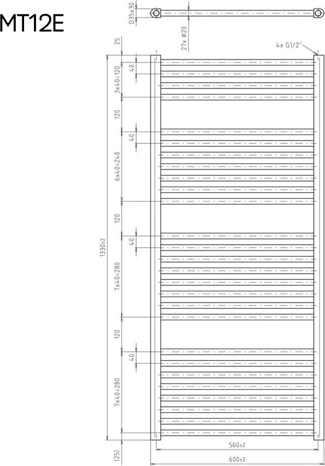 Mereo Mereo, Otopný žebřík rovný, bílý, elektrický, MT12E