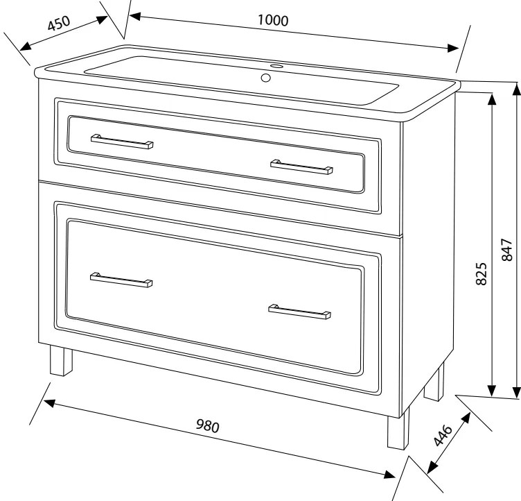 Lavedo Tokyo 100 koupelnová skříňka s umyvadlem z litého mramoru