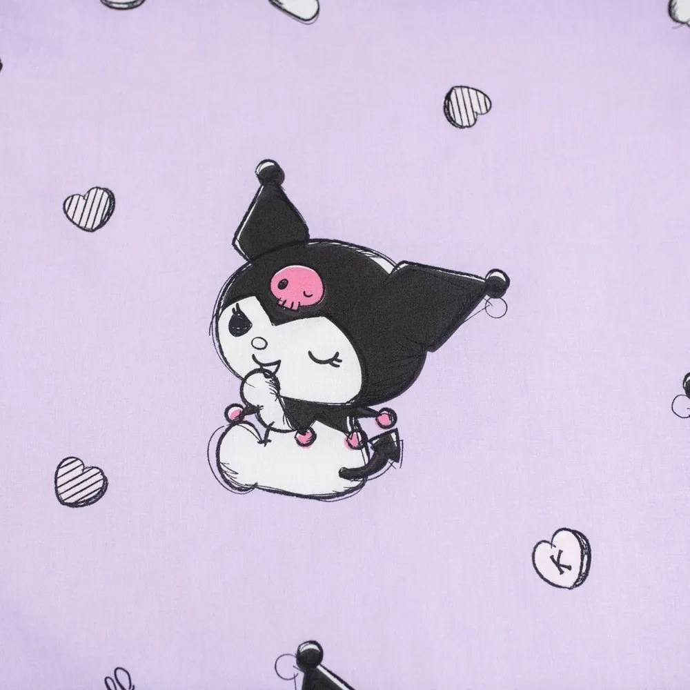 Růžové bavlněné dětské povlečení na jednolůžko 140x200 cm Hello Kitty "Kuromi" – Jerry Fabrics