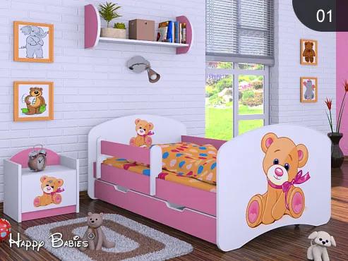 Dětská postel medvídek s mašlí 160 x 80 cm - buk