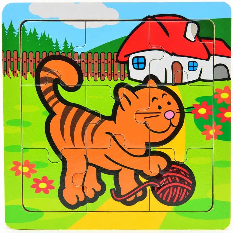 _Ostatní 1_ DŘEVO Baby puzzle moje první zvířátka 9 dílků na desce různé druhy 00512018