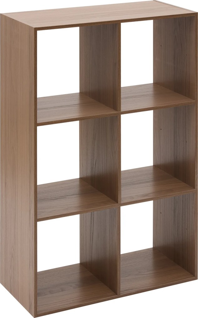 Modulární regál 6 přihrádek, 67,5 x 32 x 100,5 cm - hnědý