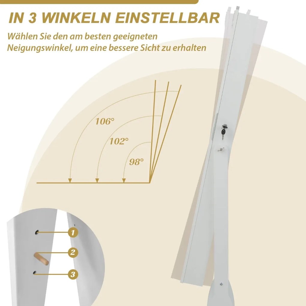 Costway Zrcadlová skříňka na šperky s celoplošným zrcadlem a zásuvkami a LED