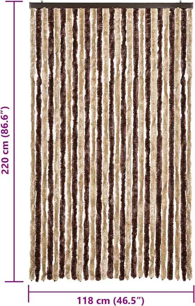 Závěs proti hmyzu béžový a světle hnědý 118x220 cm Chenille 315122