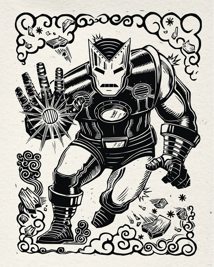 Komar Plakát Marvel Iron Man Lino-Cut 40 x 50 cm