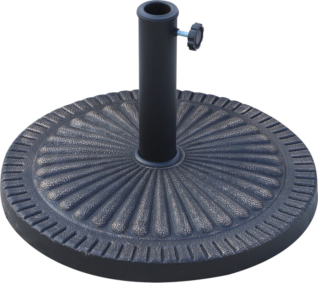 Základna pro slunečník Outsunny průměr 3,8-4,8 cm s květinovým motivem a knoflíkem, hmotnost 15 kg, zahradní pryskyřice 49x32 cm