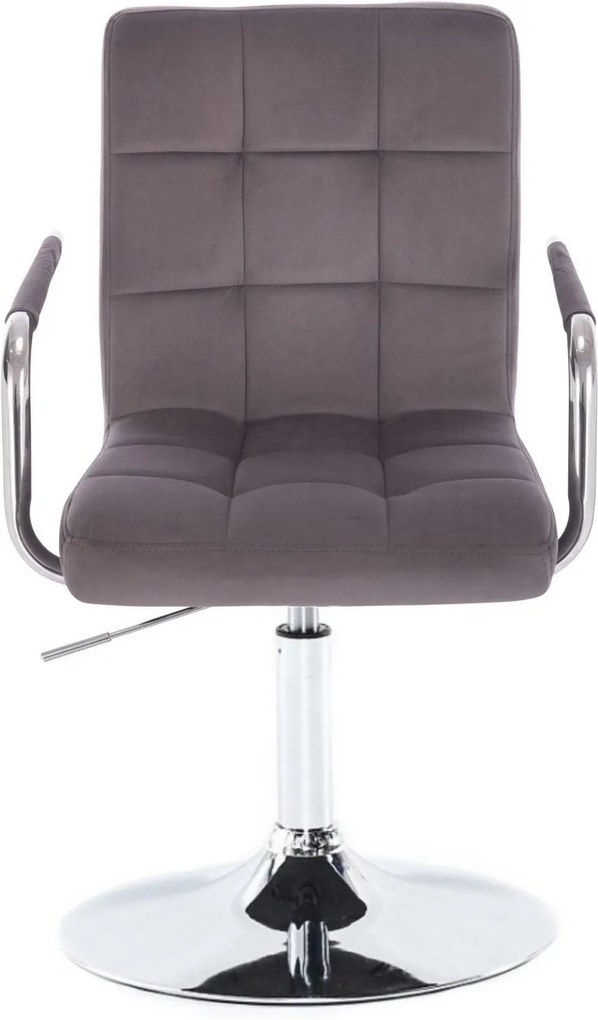 LuxuryForm DESIGN Otočná židle VERONA VELUR na stříbrném talíři - tmavě šedá