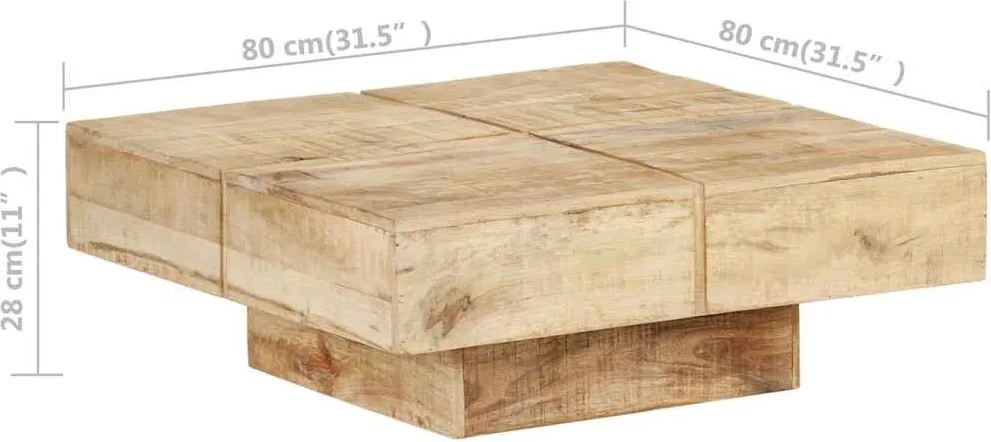 Konferenční stolek 80 x 80 x 28 cm masivní mangovníkové dřevo 323592