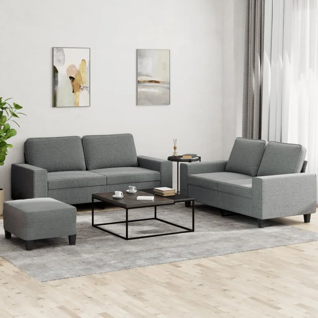 3dílná sedací souprava tmavě šedá textil 3201891