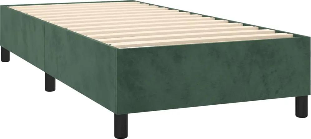 vidaXL Box spring postel s matrací 100x200 cm samet [3144666] Barva: Tmavě zelená