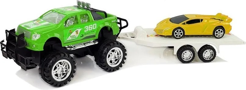 LEAN Toys Sada sportovních aut – žluté terénní a zelené s třecím pohonem