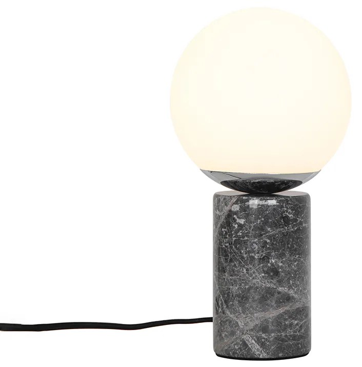 Mramorová stolní lampa se stínítkem z ručně foukaného skla Lilly Marble Dekor: Šedý mramor