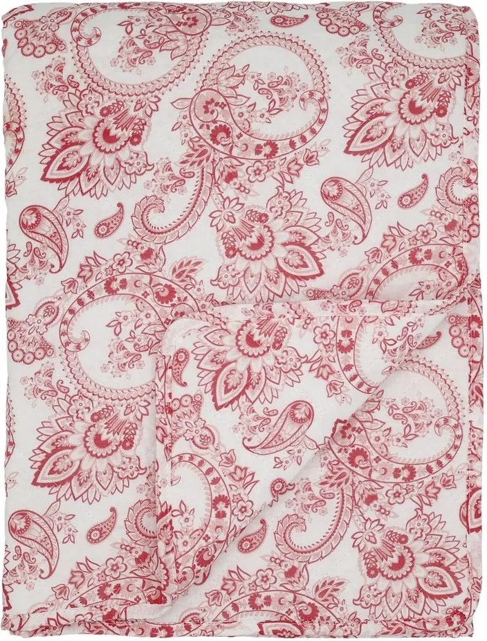 Bílo-růžový prošívaný přehoz s květy Paisley Aix Quilt - 130*180 cm
