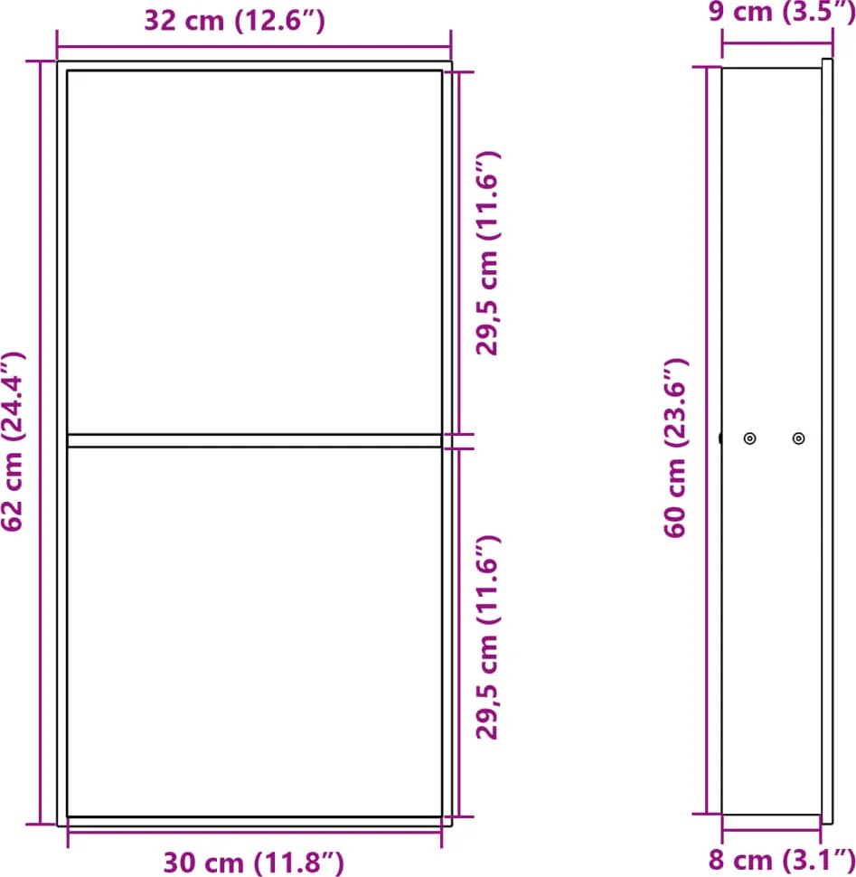 vidaXL Nika do sprchového koutu broušená 32 x 62 x 9 cm nerez [4005135] Barva: Bílá