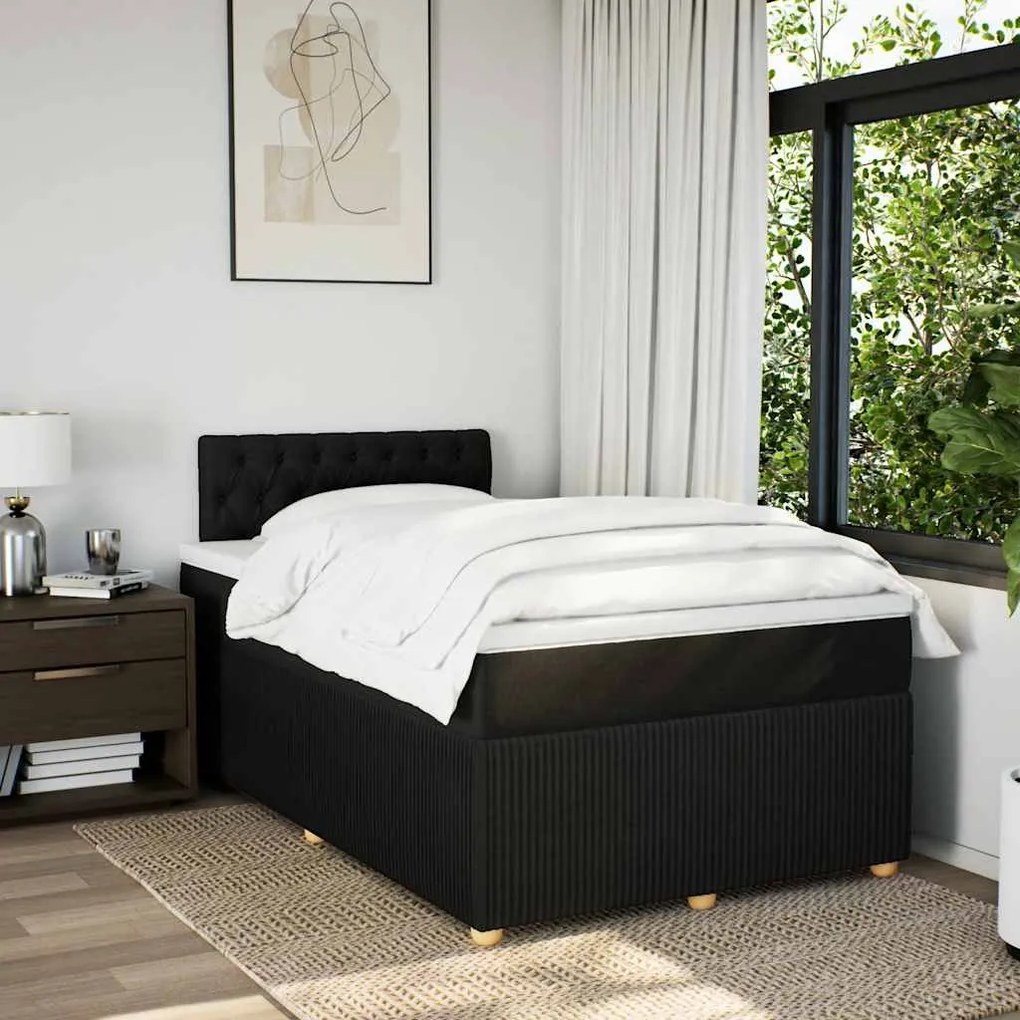 Box spring postel s matrací černá 120x190 cm textil 3287404