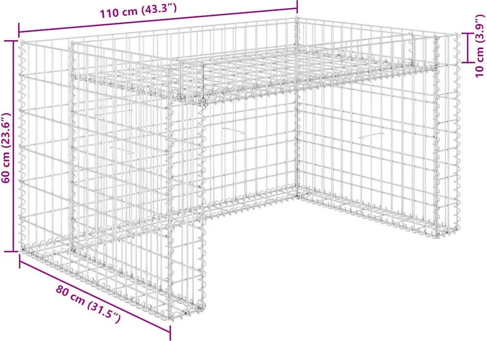 vidaXL Garáž na sekačku s vyvýšeným záhonem 110x80x60 cm ocelový drát [145655]