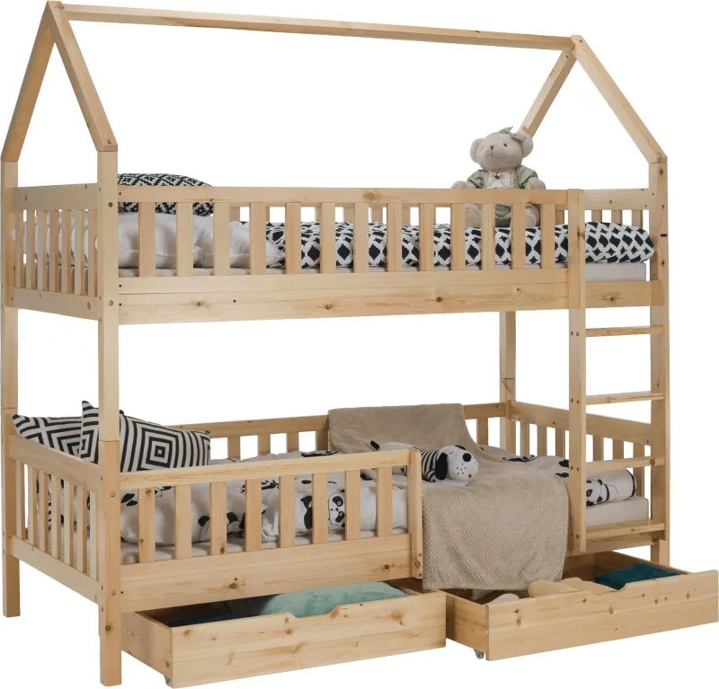 Montessori patrová postel 90x200, přírodní, VENITA TYP 2 Kondela 0000396844