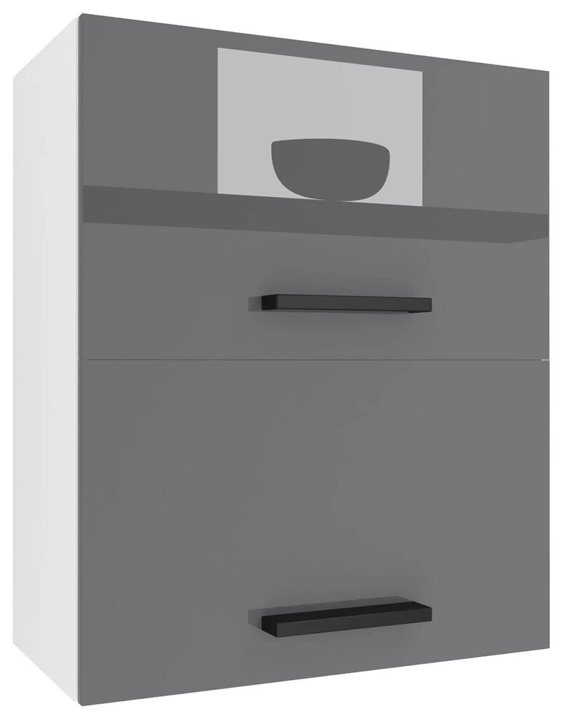 Kuchyňská skříňka Belini horní 60 cm černý lesk / šedý lesk  INF SGP2-60/1/WT/S/0/B1