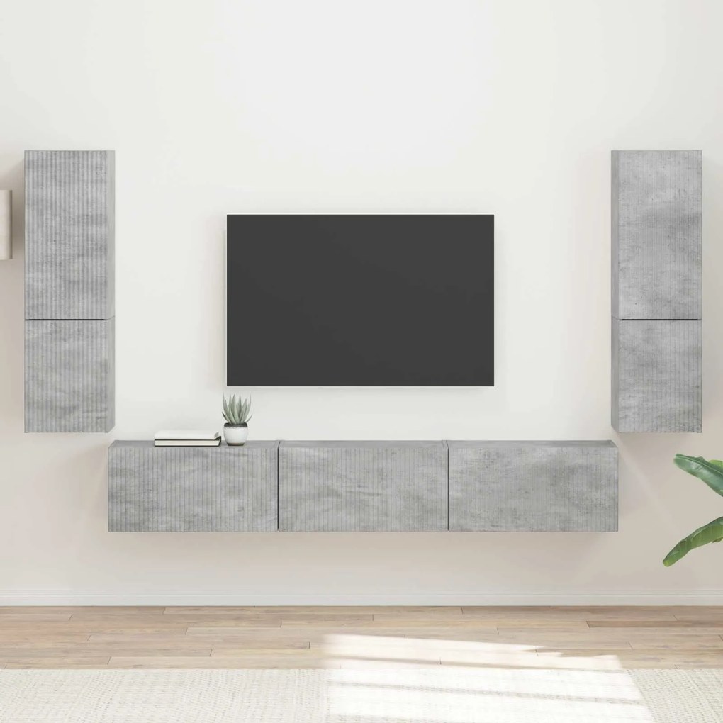 Sestava TV skříněk 4 ks Betonově šedá Kompozitní dřevo 3409045