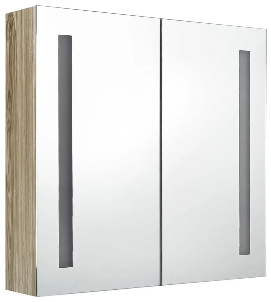 LED koupelnová skřínka se zrcadlem - 62x14x60 cm | dub