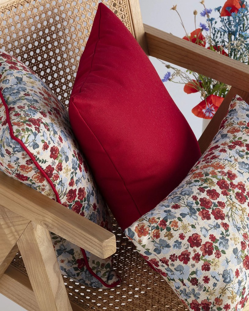 Sada 3 dekoračních polštářů Red Popy Flower