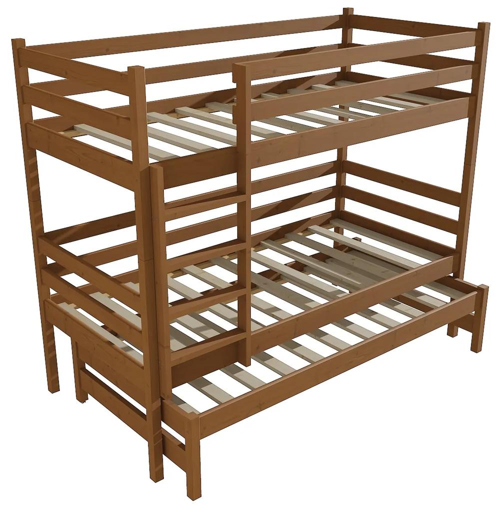Vomaks Patrová postel s výsuvnou přistýlkou PPV 015 Rozměr: 80 x 200 cm, Barva: bezbarvý lak, Prostor mezi lůžky: 80 cm