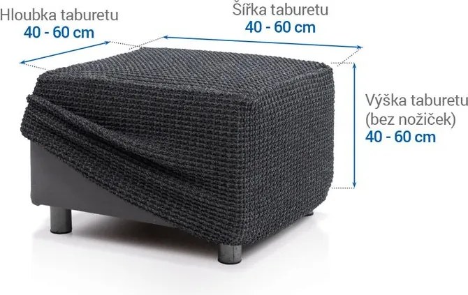 Super strečové potahy RUBINIA antracitová taburet (40 - 60 cm)