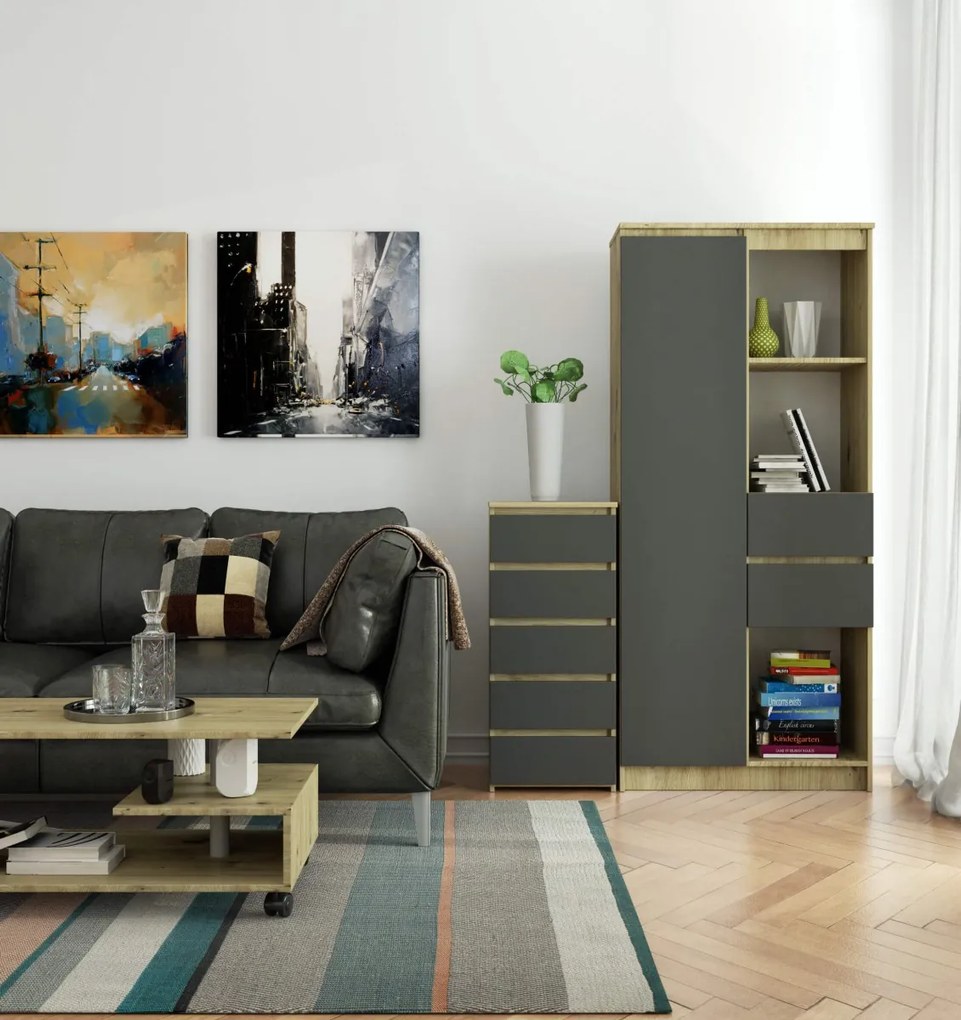 Komoda CL5 40 cm dub artisan/grafitově šedá