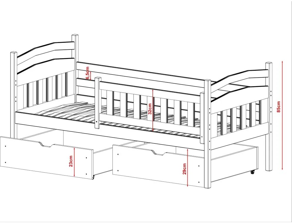 Legno Dětská postel Terezka borovice Rozměr (cm): 80x180