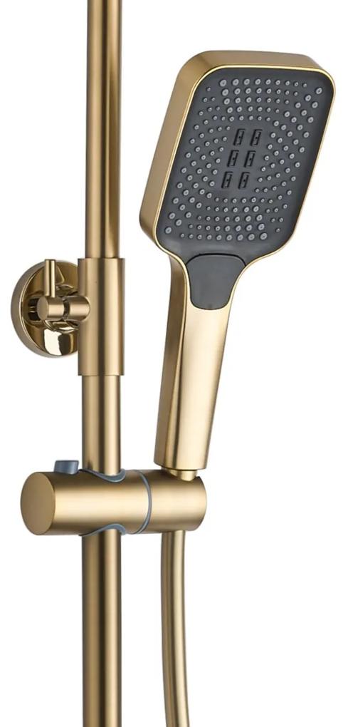 Sprchový set Rea Helix zlatý - vanová baterie, dešťová, ruční, bidetová sprcha