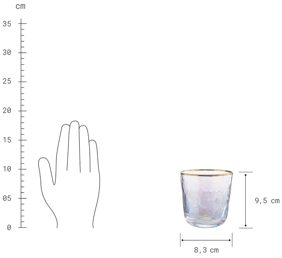 SMERALDA Sklenice se zlatým okrajem 280 ml