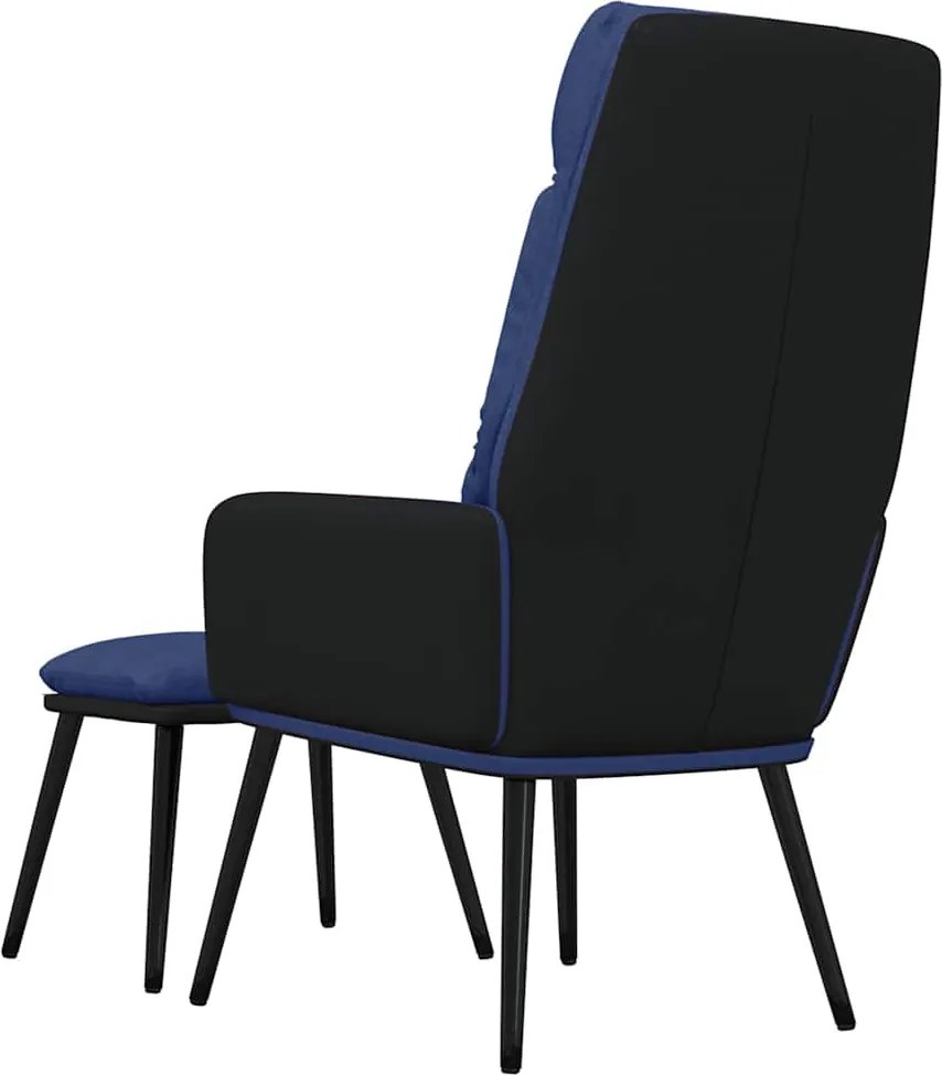 Relaxační křeslo se stoličkou modré textil a umělá kůže 3097510