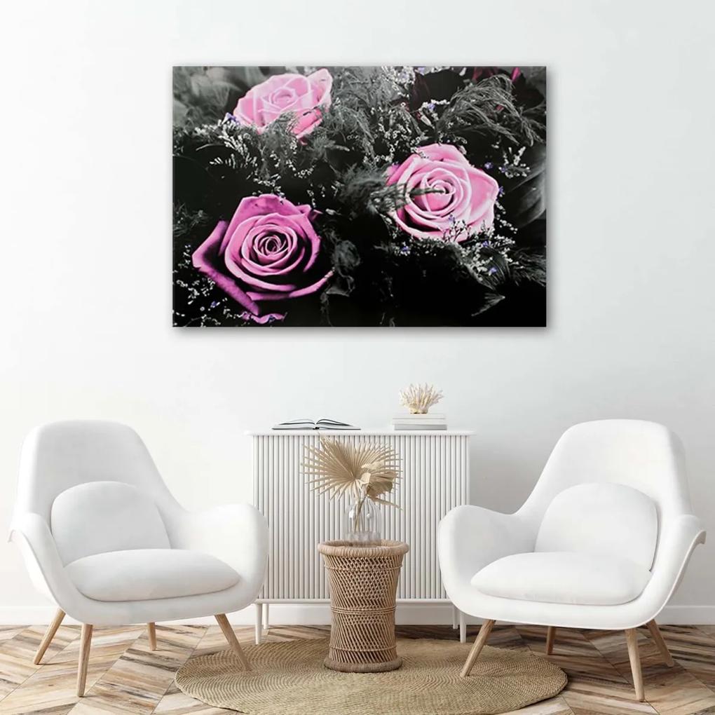Obraz na plátně Růžové růže Přírodní květiny - 100x70 cm