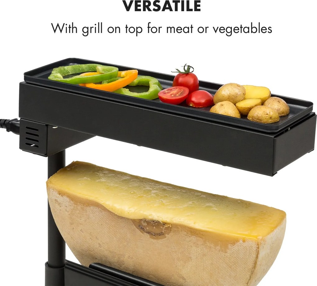 Klarstein Appenzell Peak, raclette gril, 1000 W, termostatický přepínač, černý