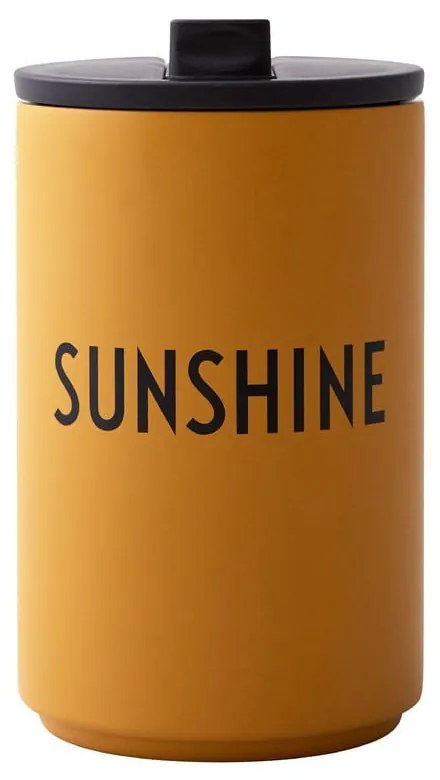 Hořčicový cestovní termohrnek Design Letters Sunshine, 350 ml